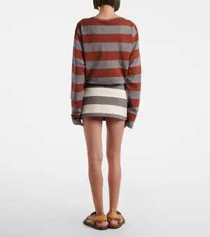 Miu Miu Striped Cotton Jersey Miniskirt