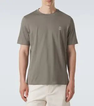 Brunello Cucinelli Logo Cotton Jersey T-shirt - Green