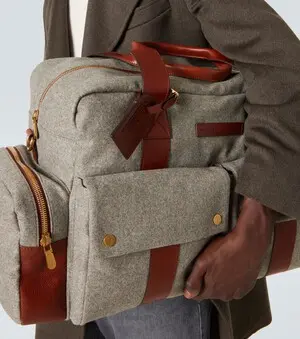 Brunello Cucinelli Leather-trimmed Flannel Duffel Bag
