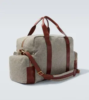 Brunello Cucinelli Leather-trimmed Flannel Duffel Bag