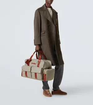Brunello Cucinelli Leather-trimmed Flannel Duffel Bag