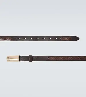 Brunello Cucinelli Leather Belt With Gold-tone Buckle
