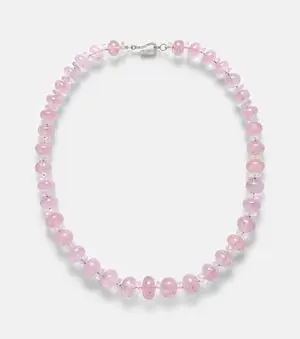 Ileana Makri Beaded Necklace With Morganite, White Topaz, And Diamonds - Multicoloured