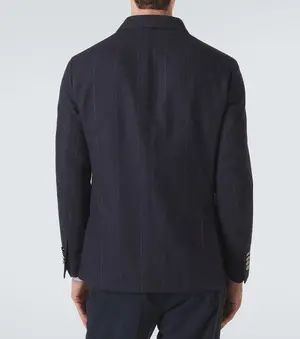 Eleventy Pinstriped Wool, Cotton, And Cashmere Blazer