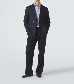Eleventy Pinstriped Wool, Cotton, And Cashmere Blazer