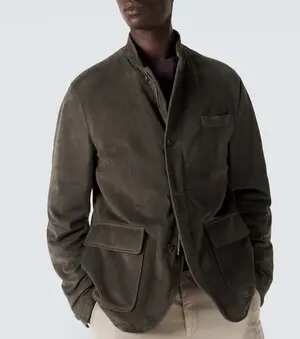 Eleventy Suede Stand Collar Jacket