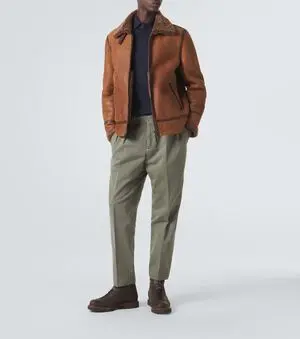 Brunello Cucinelli Shearling-lined Leather Biker Jacket