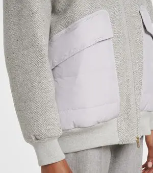 Eleventy Herringbone Wool-blend Down Bomber Jacket