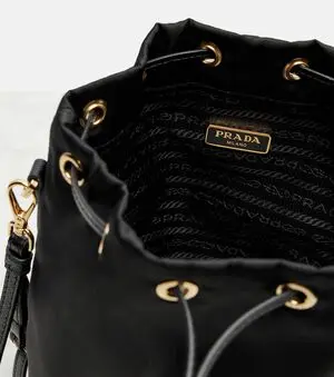 Prada Re-nylon Leather-trimmed Bucket Bag - Black