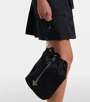 Prada Re-nylon Leather-trimmed Bucket Bag - Black