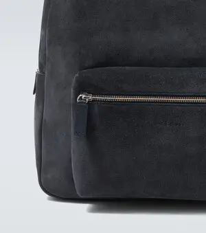 Kiton Suede Backpack With Leather Trim