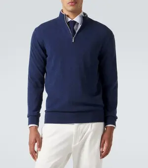 Eleventy Cashmere Half-zip Sweater - Blue