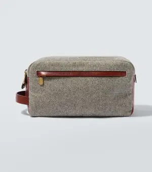 Brunello Cucinelli Leather-trimmed Toiletry Bag - Grey