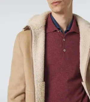 Brunello Cucinelli Shearling-lined Suede Bomber Jacket - Beige