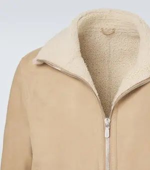 Brunello Cucinelli Shearling-lined Suede Bomber Jacket - Beige