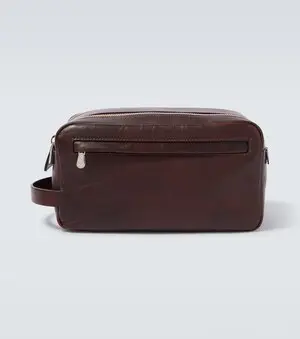 Brunello Cucinelli Leather Toiletry Bag - Brown
