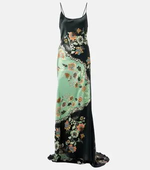 Roberto Cavalli Floral Silk Satin Slip Dress - Multicoloured