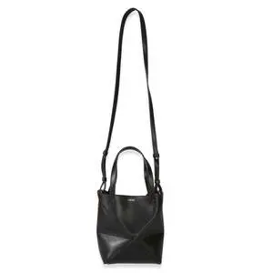 Loewe Shiny Calfskin Puzzle Fold Tote - Black