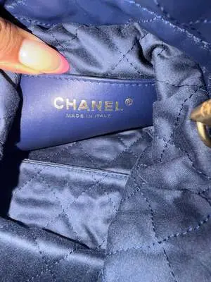 Chanel Navy Quilted Calfskin 22 Hobo Bag