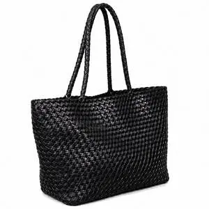 RIMINI Betty Woven Vegan Leather Shopper - Black