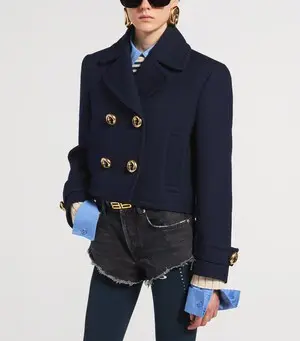 Balenciaga Wool Cropped Pea Coat