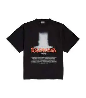 Balenciaga Cotton Printed T-shirt - Black