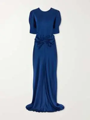 Victoria Beckham Isabella Ruched Satin Gown - Navy