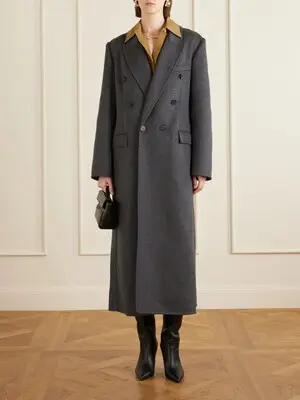 Victoria Beckham Double-breasted Wool-blend Long Coat - Gray