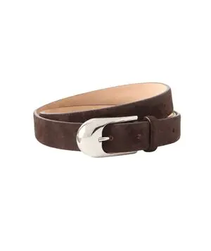 Khaite Dome Suede Belt With Silver-tone Buckle - Brown