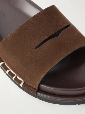 JW Anderson Suede Fussbett Slides - Brown