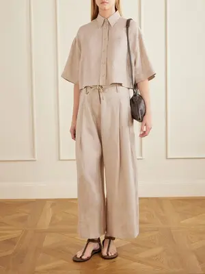 Brunello Cucinelli Linen Wide-leg Drawstring Trousers