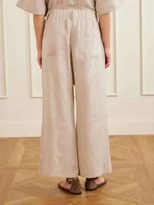 Brunello Cucinelli Linen Wide-leg Drawstring Pants