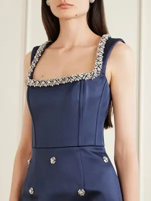 Rebecca Vallance Embellished Satin Midi Dress - Blue