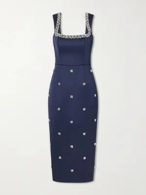 Rebecca Vallance Embellished Satin Midi Dress - Blue