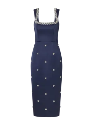 Rebecca Vallance Embellished Satin Midi Dress - Blue