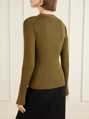 Proenza Schouler Ribbed-knit Long Sleeve Top - Leaf Green