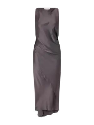 Victoria Beckham Draped Satin Midi Dress - Brown