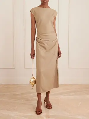 Proenza Schouler Katia Gathered Gabardine Midi Dress
