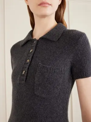 Khaite Nehra Cashmere Knit Polo Mini Dress