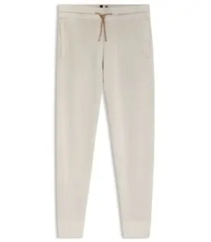 BOSS Virgin Wool Tracksuit Bottoms With Cuffed Hems - White