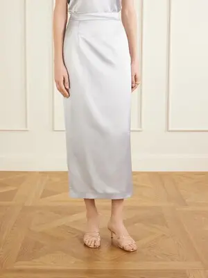 VIOLANTE NESSI Shea Satin Pencil Midi Skirt
