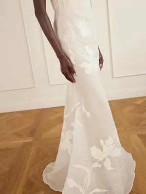 DANIELLE FRANKEL Floral Embroidered Silk-blend Organza Maxi Skirt