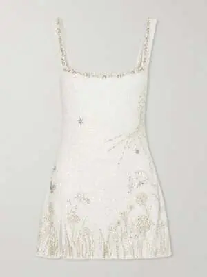 CLIO PEPPIATT Wildflower Crystal-embellished Mini Dress - Ivory