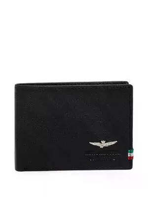 AERONAUTICA MILITARE Eagle-plaque Debossed-logo Wallet - Black