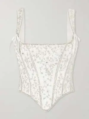 CLIO PEPPIATT Brigitte Floral-embellished Corset - Ivory