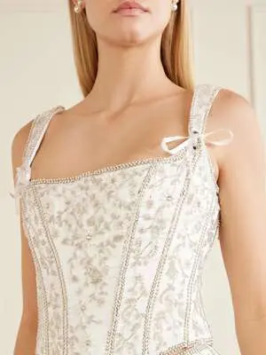 CLIO PEPPIATT Brigitte Floral-embellished Corset - Ivory