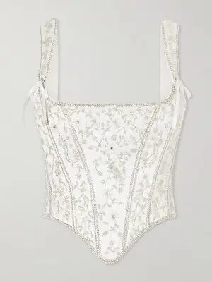 CLIO PEPPIATT Brigitte Floral-embellished Corset - Neutrals
