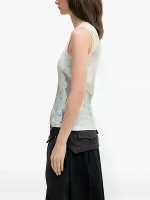 Andersson Bell Lace-trim Graphic Print Top