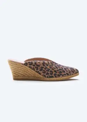 VISCATA Truja Archive Suede Espadrille Mule Wedges - Leopard