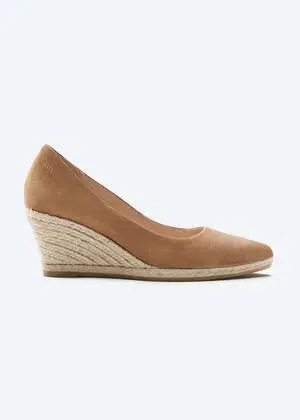 VISCATA Roses U-cut Suede Espadrille Wedges - Camel